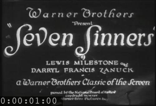 1925 Seven Sinners trailer Archival Footage