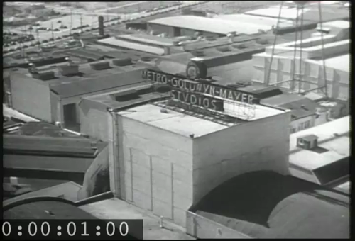 1944 MGM studio lot aerial Hollywood behind the scenes Archival Footage